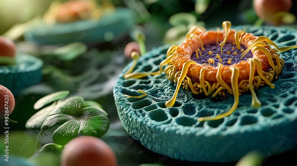 A model of plant cells, with a detailed and 3D representation. The ...