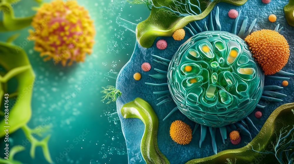 A model of plant cells, with a detailed and 3D representation. The ...