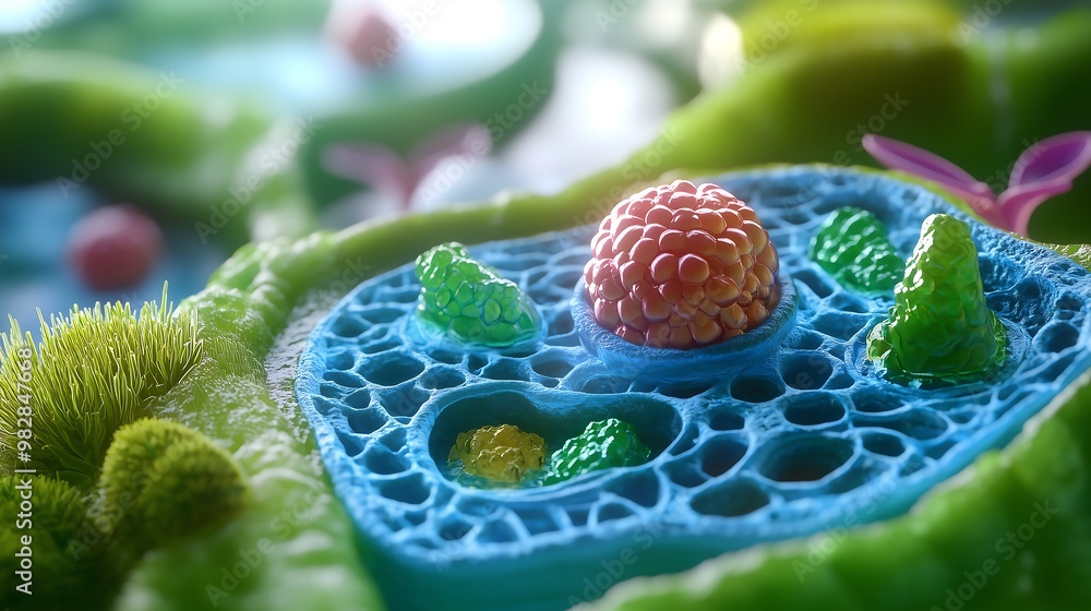 A model of plant cells, with a detailed and 3D representation. The ...