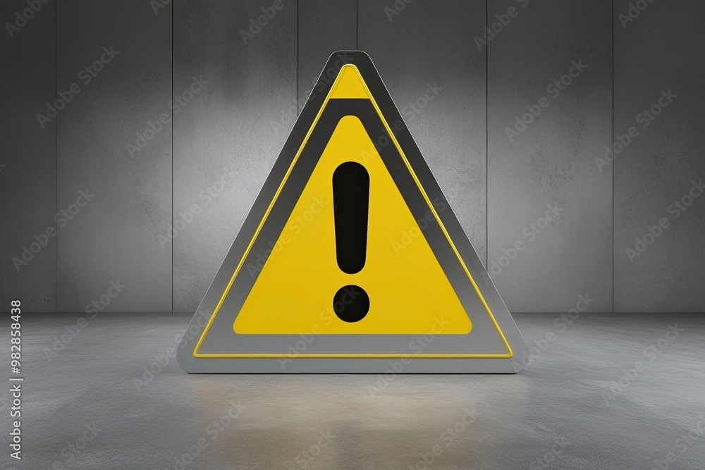 3D Warning Alert Icon with Exclamation Symbol on Light-Colored Surface ...