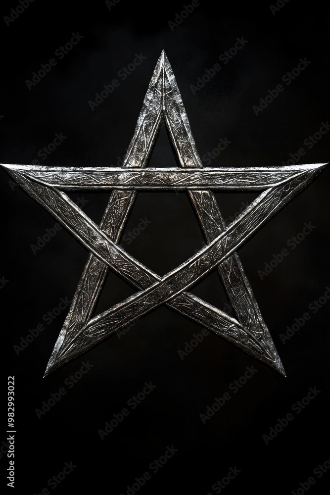 Line art illustration of a pentagram symbol created using five straight ...