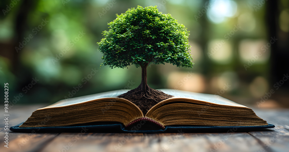 The Tree of Knowledge Growing from an Open Book, Symbolizing the Fusion ...