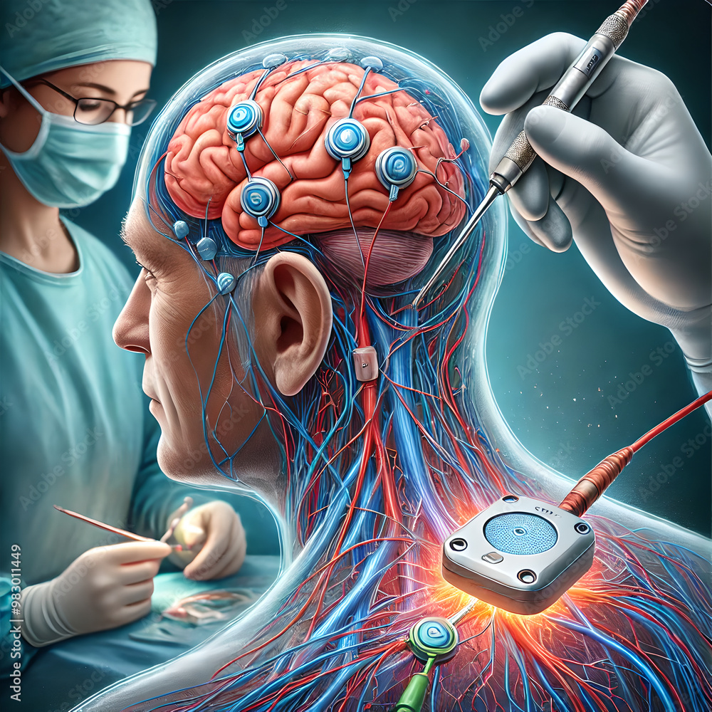 Brain anatomy: illustrating deep brain stimulation (DBS) therapy for a ...