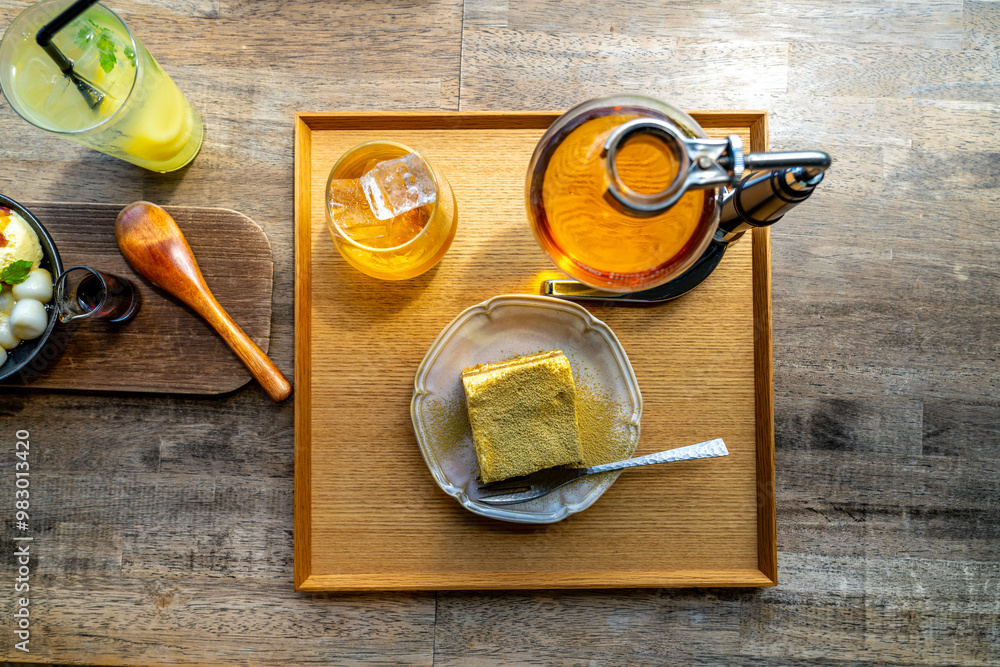 Japanese tea ceremony in the tearoom, aroma cherry blossom. Sakura Asia ...