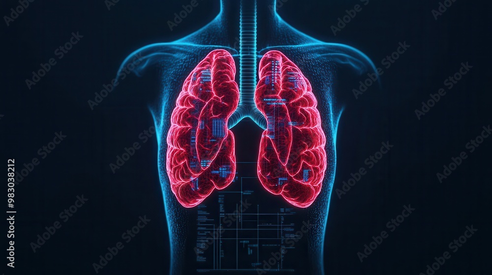 Digital twin of a human organ with data analytics overlay, futuristic ...