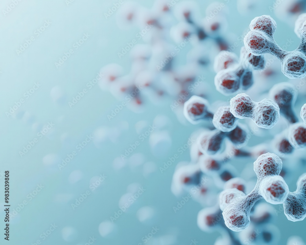 Proteins modeled in a virtual environment, with surrounding data clouds ...