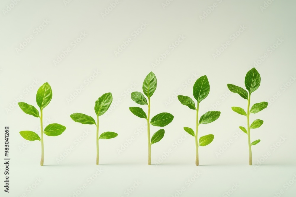 Visual manual: upright development of a plant showcasing five phases ...