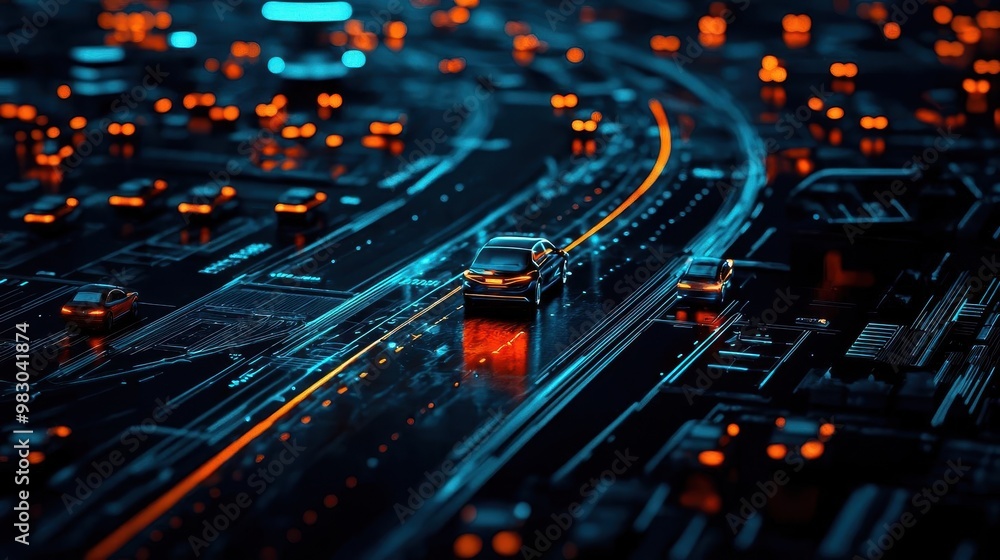 Smart city traffic system visualized with real-time data streams, AI ...