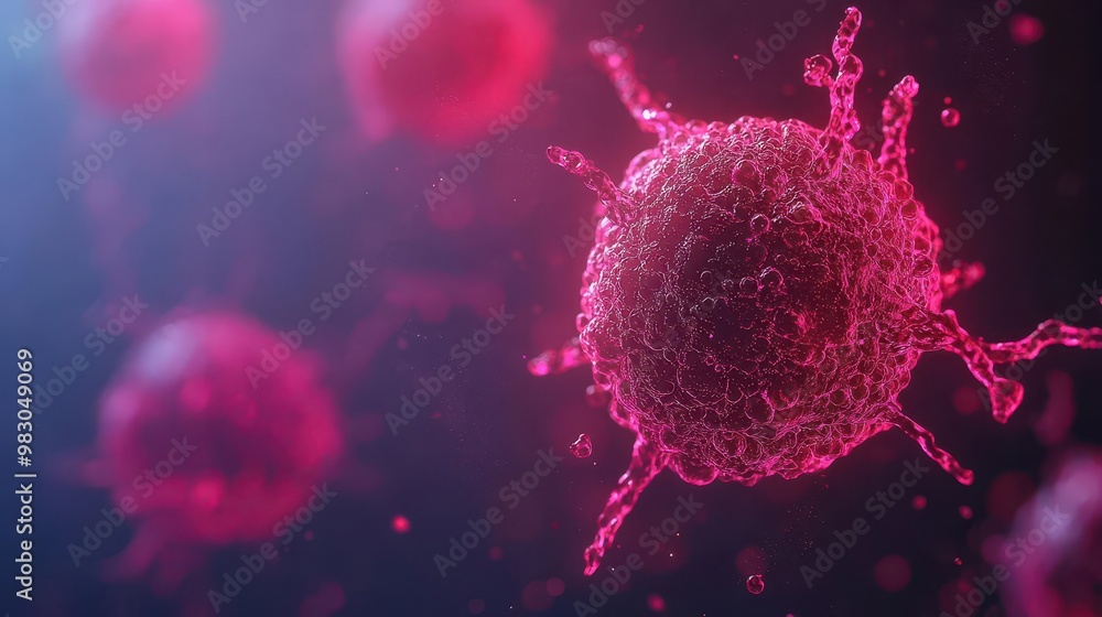 Lymph node with radiotherapy beams targeting cancer cells, precise and ...