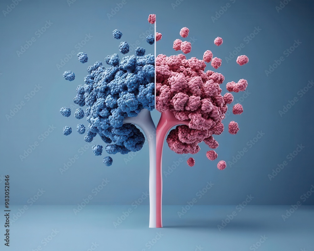 Medical illustration showing the difference between healthy and ...