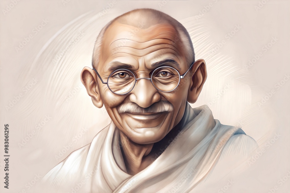 Illustration of Mahatma Gandhi with the Indian Flag, Symbolizing India ...