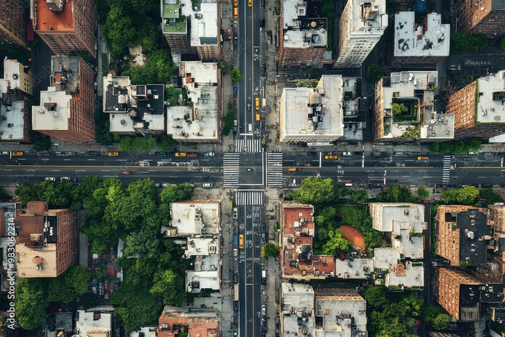 Bird's eye perspective of metropolitan area, town layout visualization ...