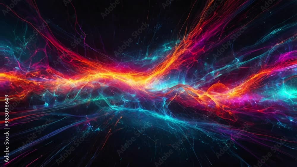 Lightning background Sparkling energy light grid waves exploding in an ...