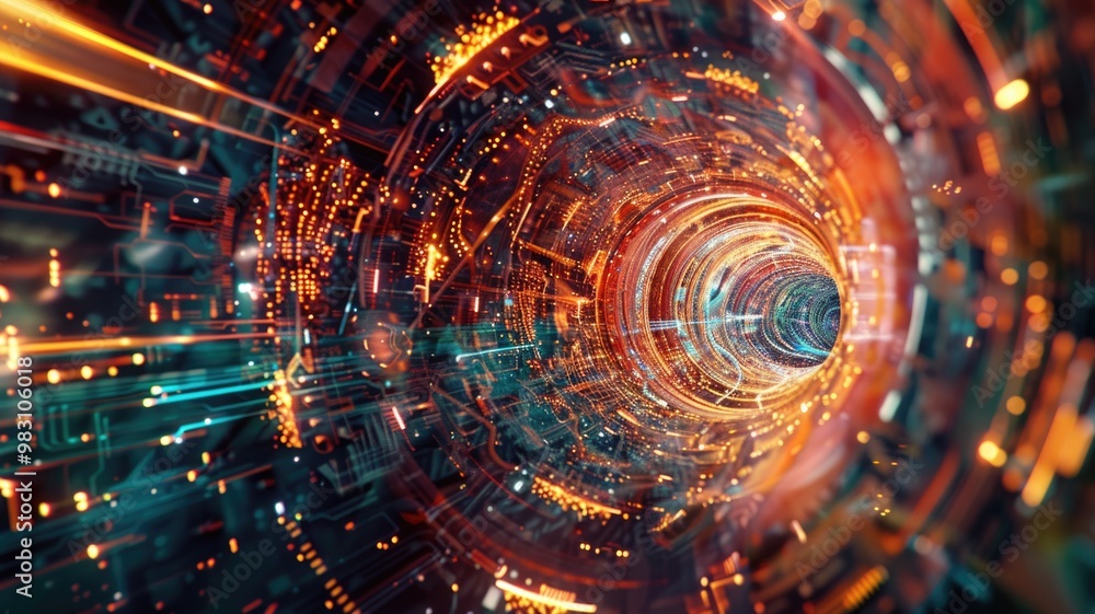 Abstract of science fiction in kaleidoscope style scenery express high ...