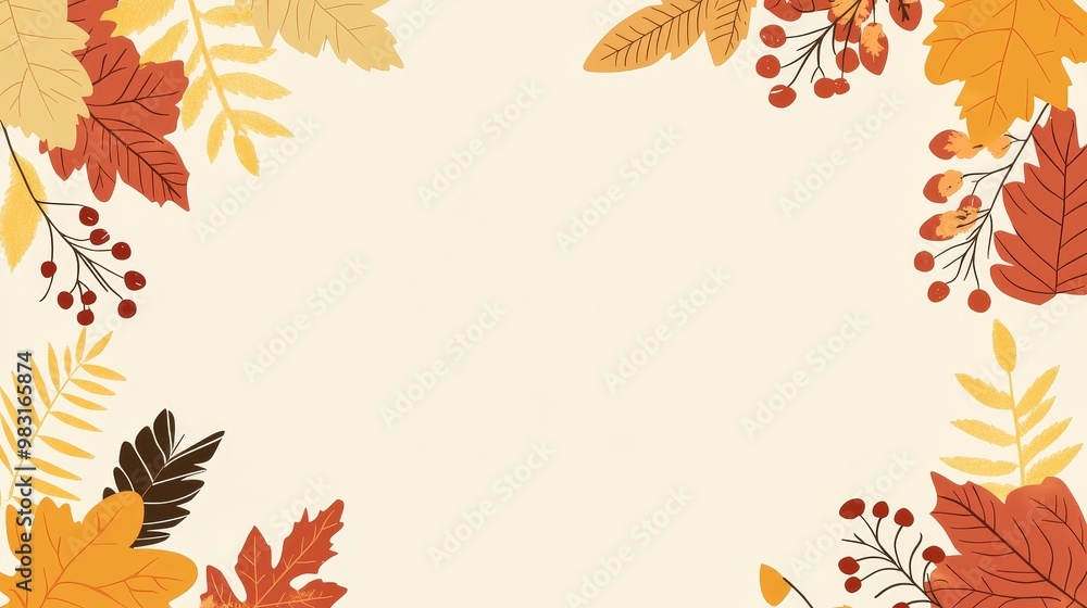 Blank autumn invitation card with Thanksgiving background. Flat design ...