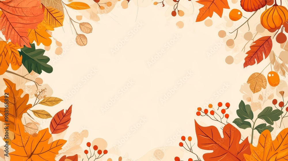 Blank autumn invitation card with Thanksgiving background. Flat design ...