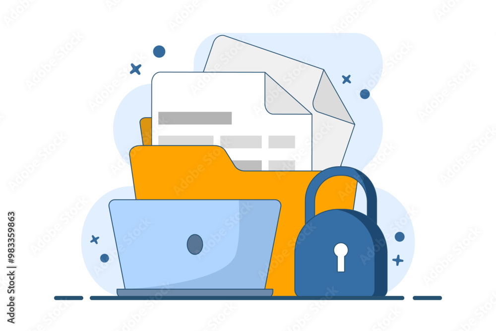 Confidential Document Concept, folder with Lock and Documents. Document ...