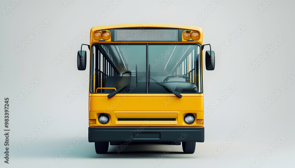 Single empty modern school trip bus, kids transport designated coach ...