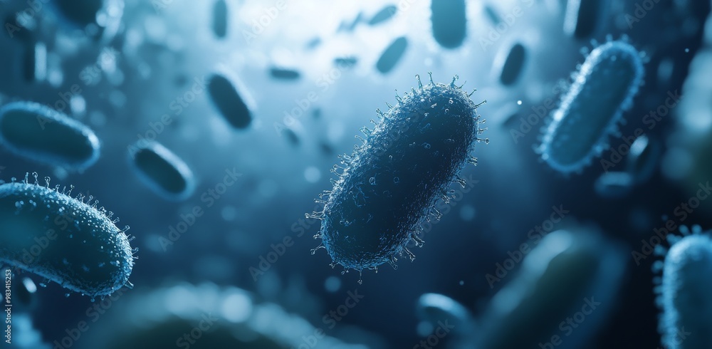 Bacteria outbreak and bacterial infection as microscopic background as ...