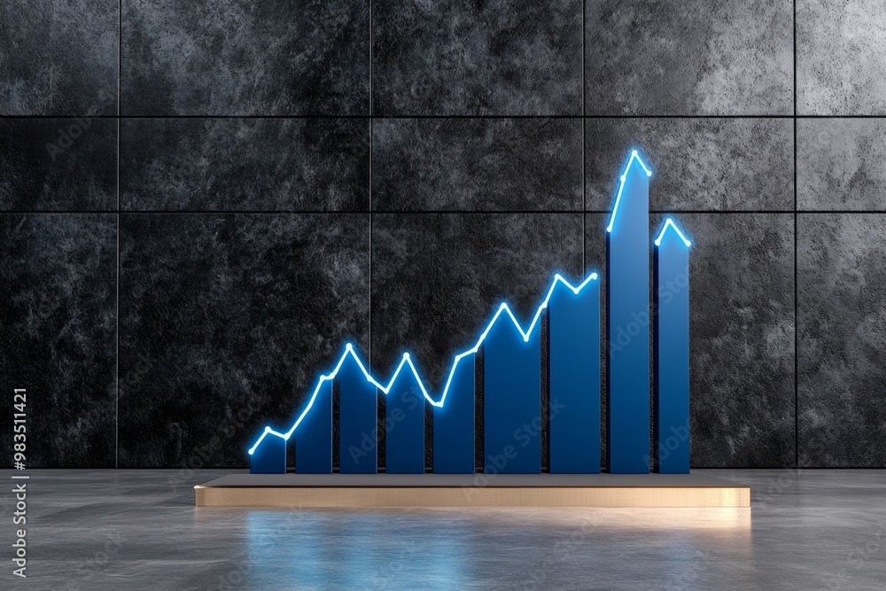 Minimalist line graph, showing an upward trend in business growth ...