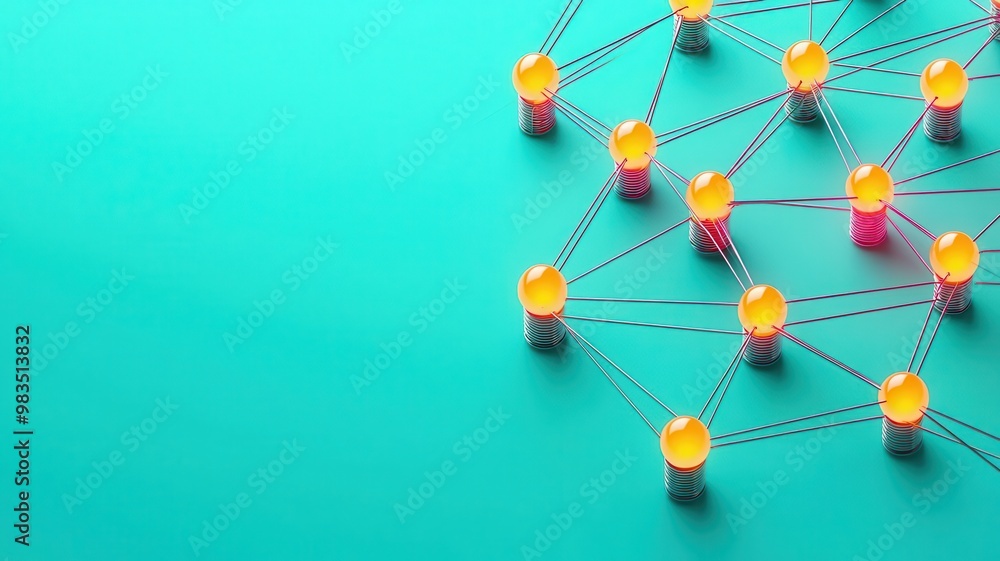 A mind map of interconnected glowing ideas, each node pulsing with ...