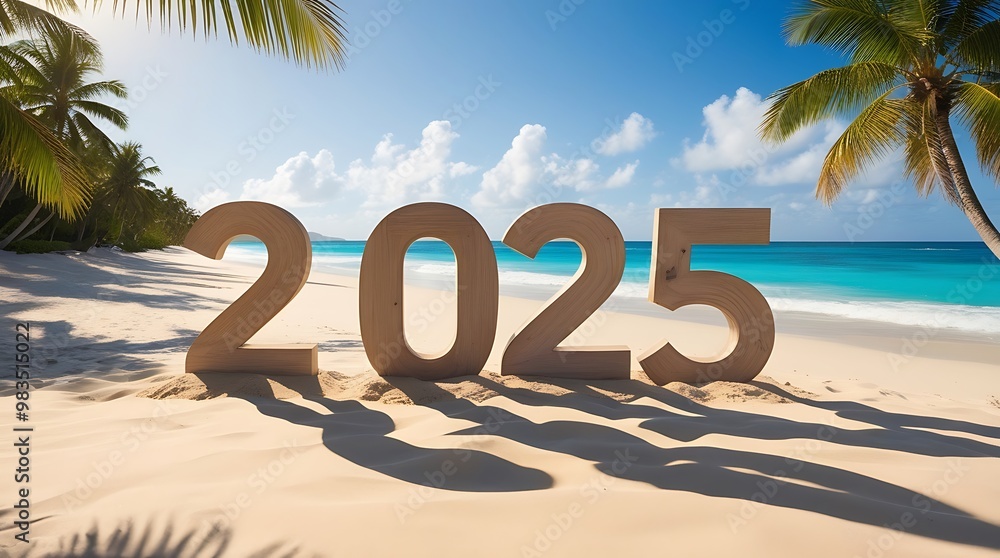 sign letter 2025 on a tropical beach, New Year 2025, Concept of ...