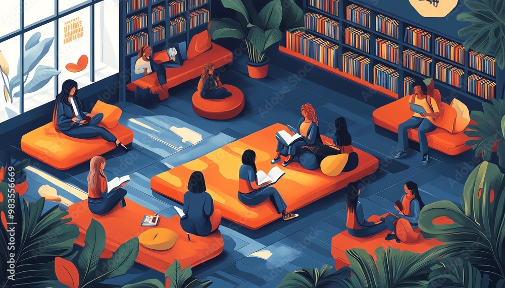 Stylish depiction of a reading campaign with eyecatching posters ...