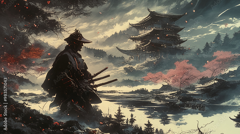 Samurai, sumi-e, ink painting, Japanese painting, Edo period, Meiji ...