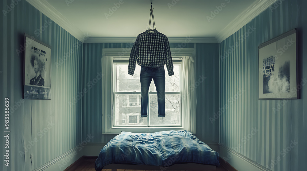 Empty Room, Hanging Clothes: A stark and unsettling image of an empty ...