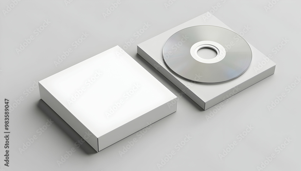 Realistic CD disc and carton packaging cover template mock up. Digipak ...