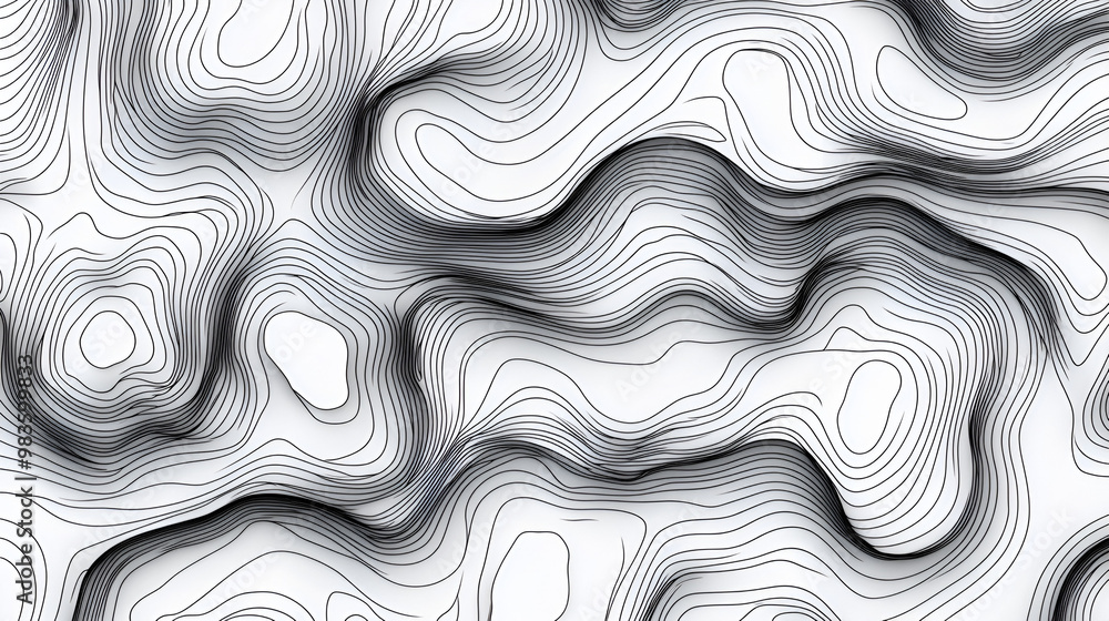 Vector topo map seamless wave topography map pattern camping grid ...