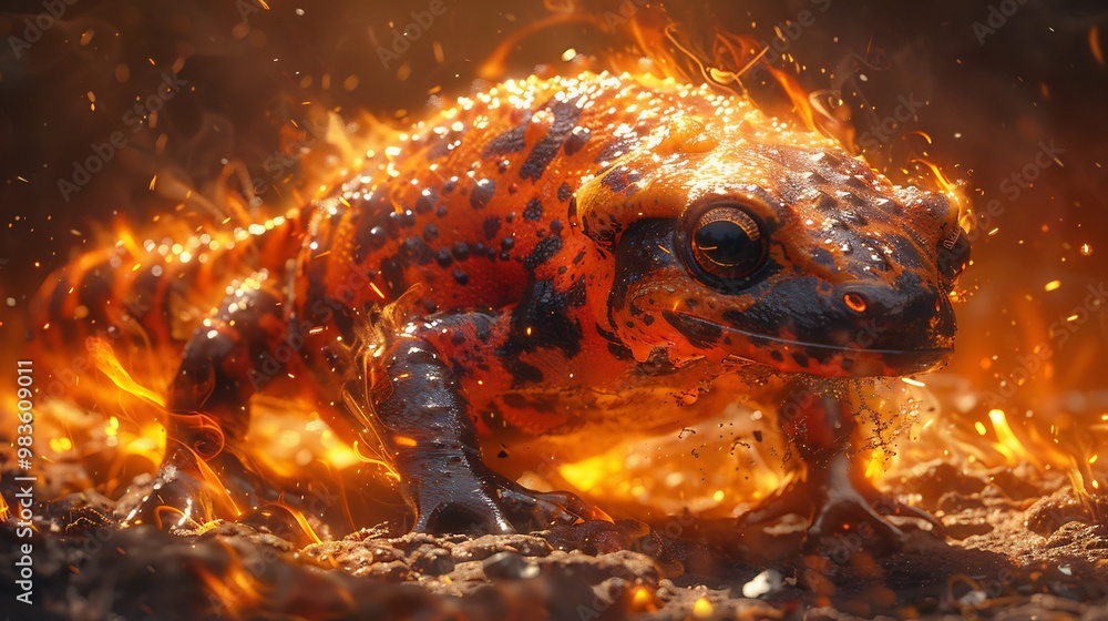 Myth of the Salamander a creature of fire and flame ancient European ...