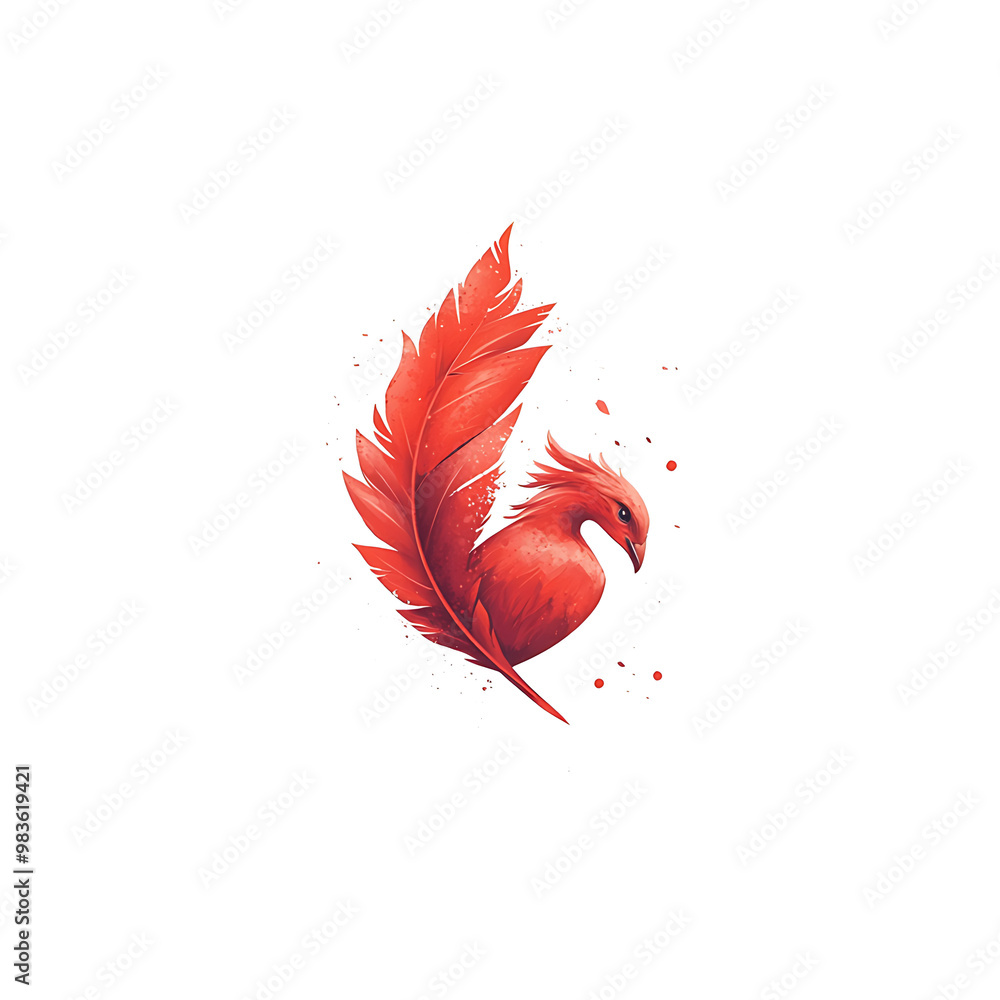 Red Phoenix Feather: A striking and elegant illustration of a phoenix ...
