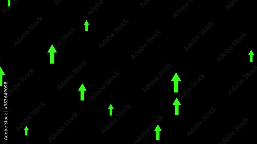 Moving pointer neon red arrow animation black background, Neon rising arrow animation, Abstract ...