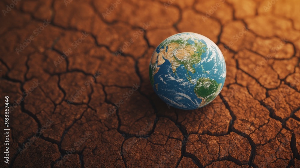 Depiction of global warming with a 3D Earth surrounded by heatwaves and ...