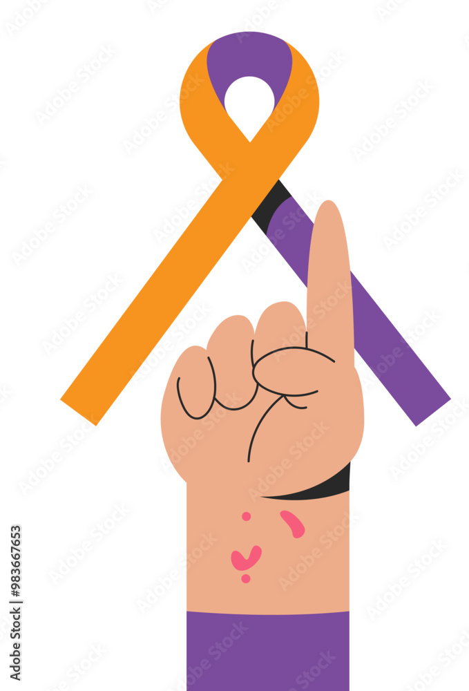 Psoriasis Awareness Day and skin disease with outlined ribbon symbol ...