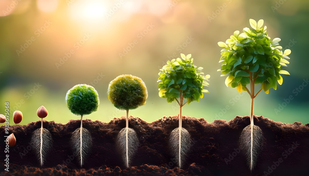 Illustration of plant growth stages from seed to mature plant ...