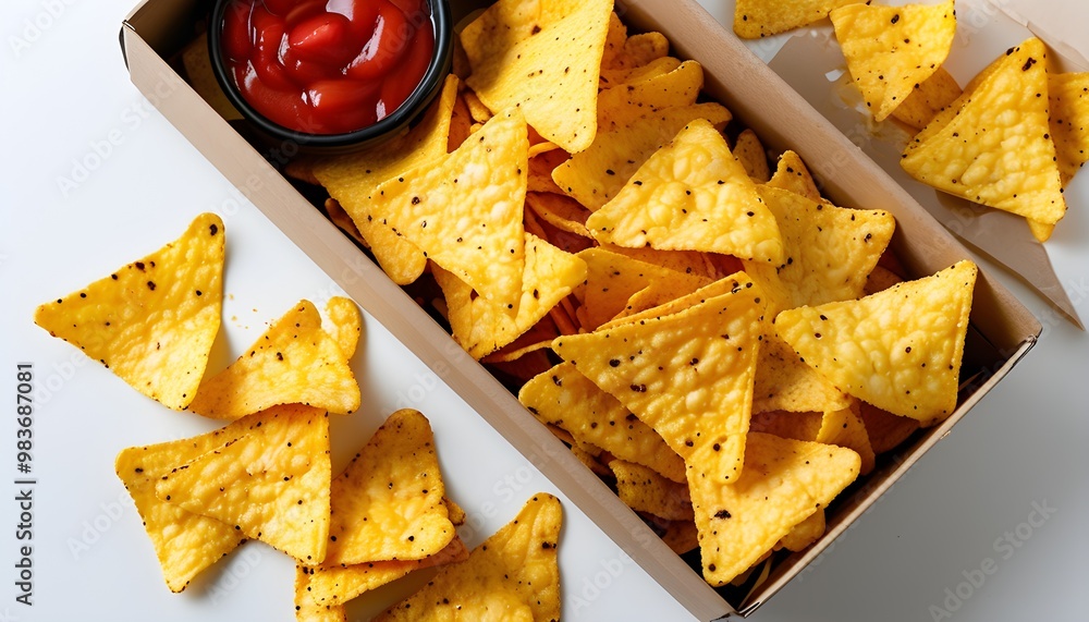 Vibrant Nacho Cheese Doritos in a classic box against a clean white ...