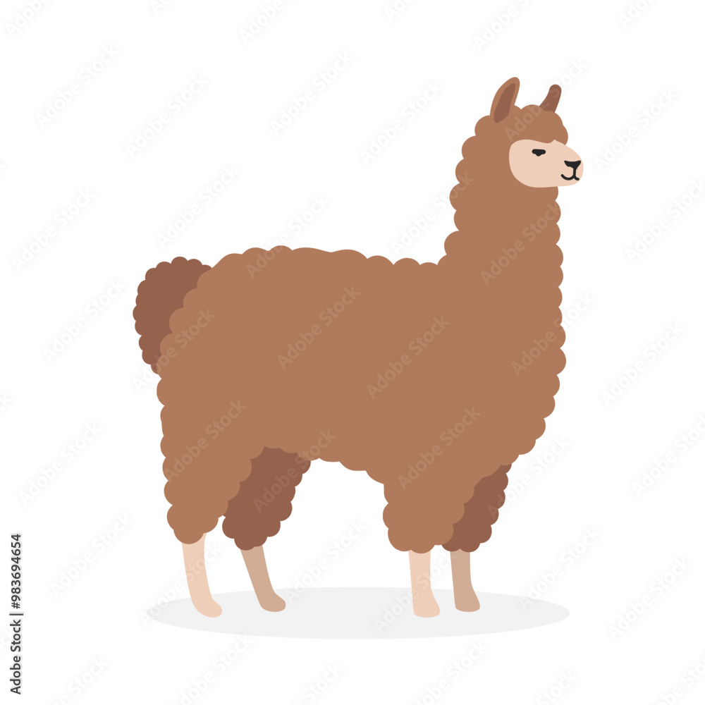 Alpaca simple vector illustration. Brown alpaca cartoon clipart, animal ...
