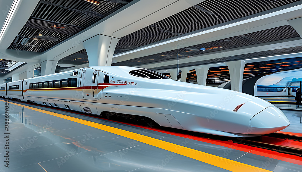 Future technology showcase of high-speed trains and maglevs, innovative ...