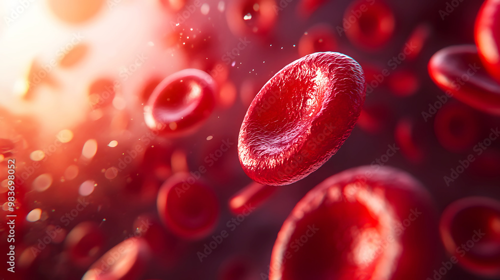 Hemoglobin in red blood cells/ Close-up of hemoglobin molecules inside ...