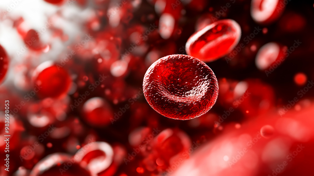 Hemoglobin in red blood cells/ Close-up of hemoglobin molecules inside ...