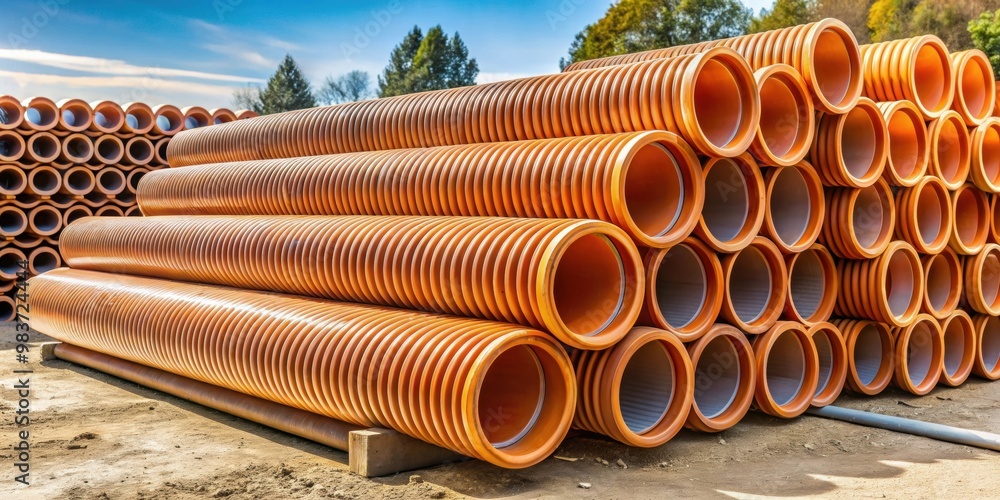 Bundle of plastic pipes for road construction, pipes, plastic, road ...