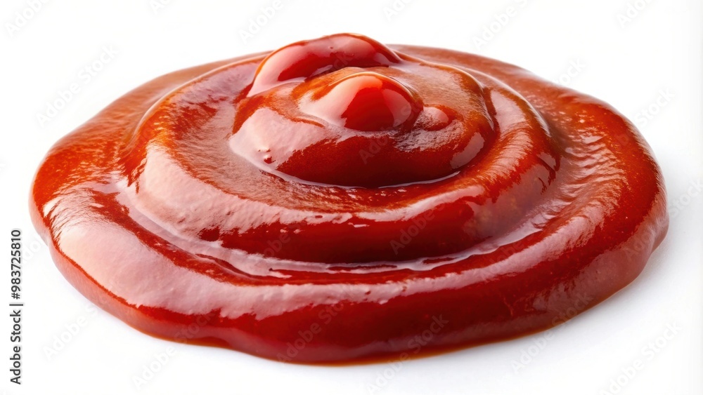Wet stain of red tomato ketchup isolated , condiment, food, stain ...