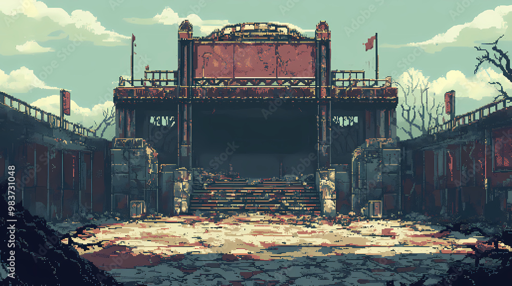 Pixel art of old battle stadium dungeon background battle scene in rpg ...