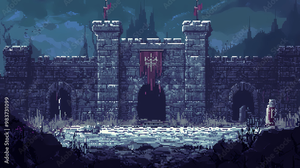 Pixel art of old battle stadium dungeon background battle scene in rpg ...