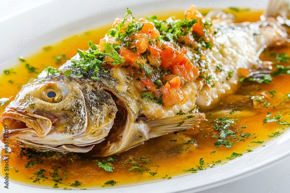 Escabeche Marinated Fish - A Delicious Seafood Dish featuring a whole ...
