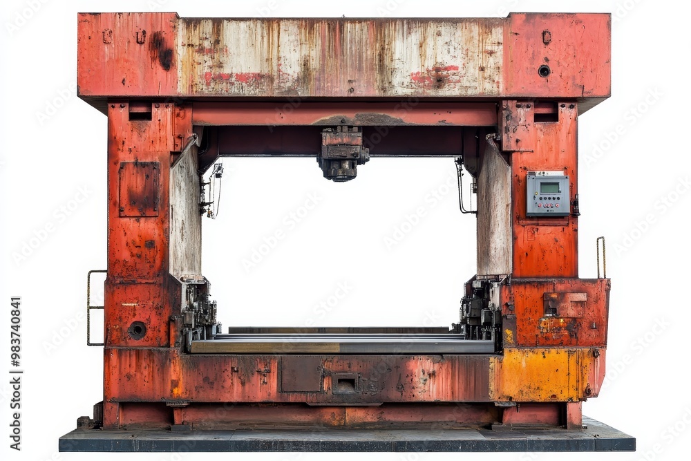 Powerful hydraulic press machinery used in industrial manufacturing ...