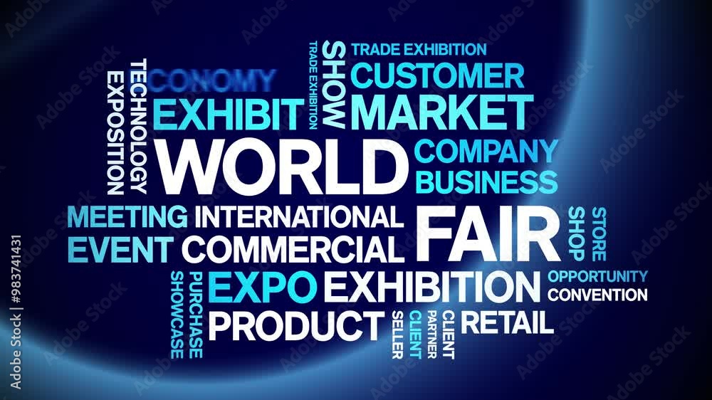 World Fair animated word cloud;text design animation tag kinetic ...