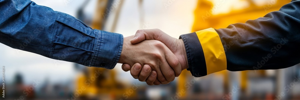 Supply chain managers shake hands to seal a logistics contract ...
